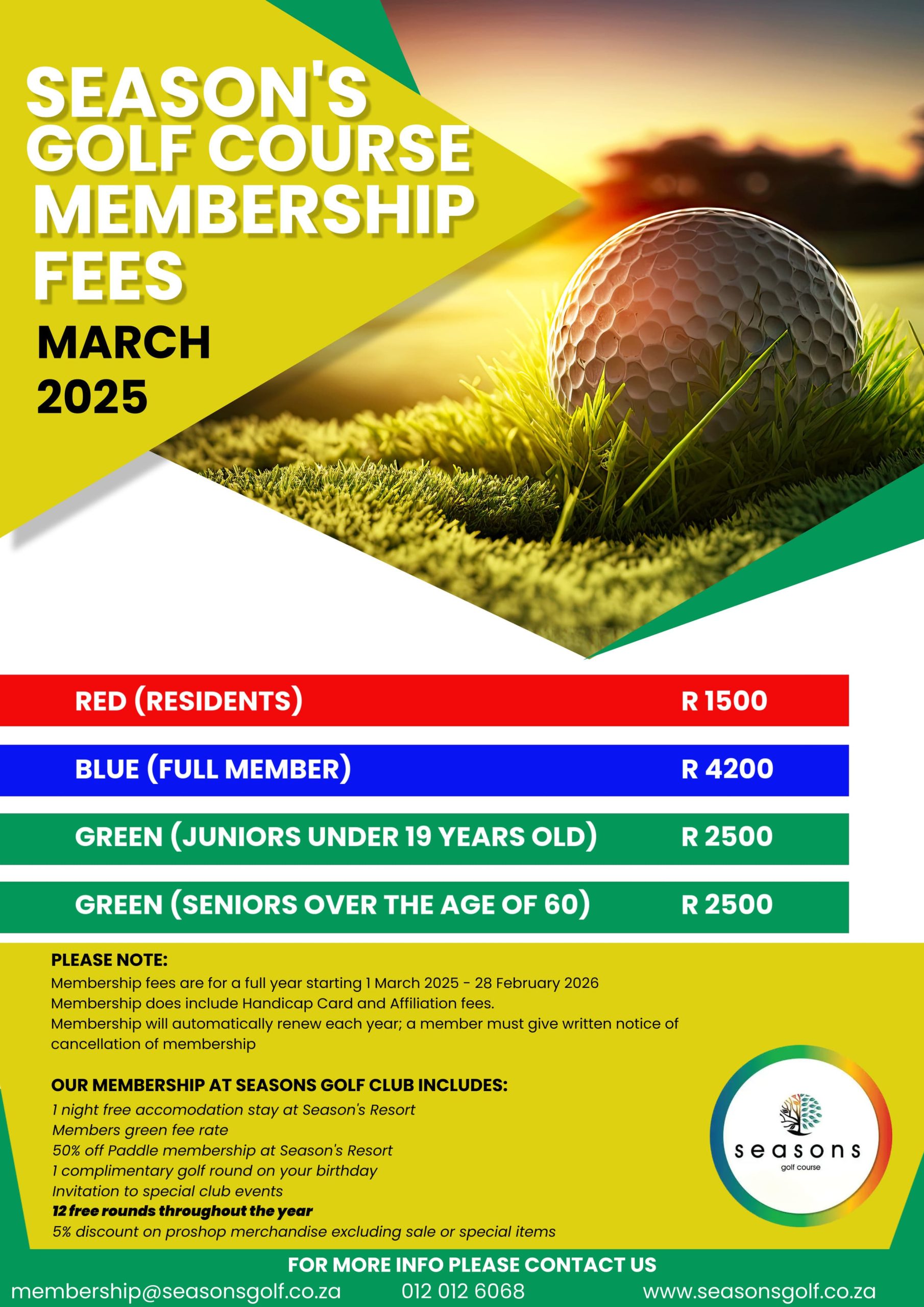 Membership Information - Seasons Golf Course