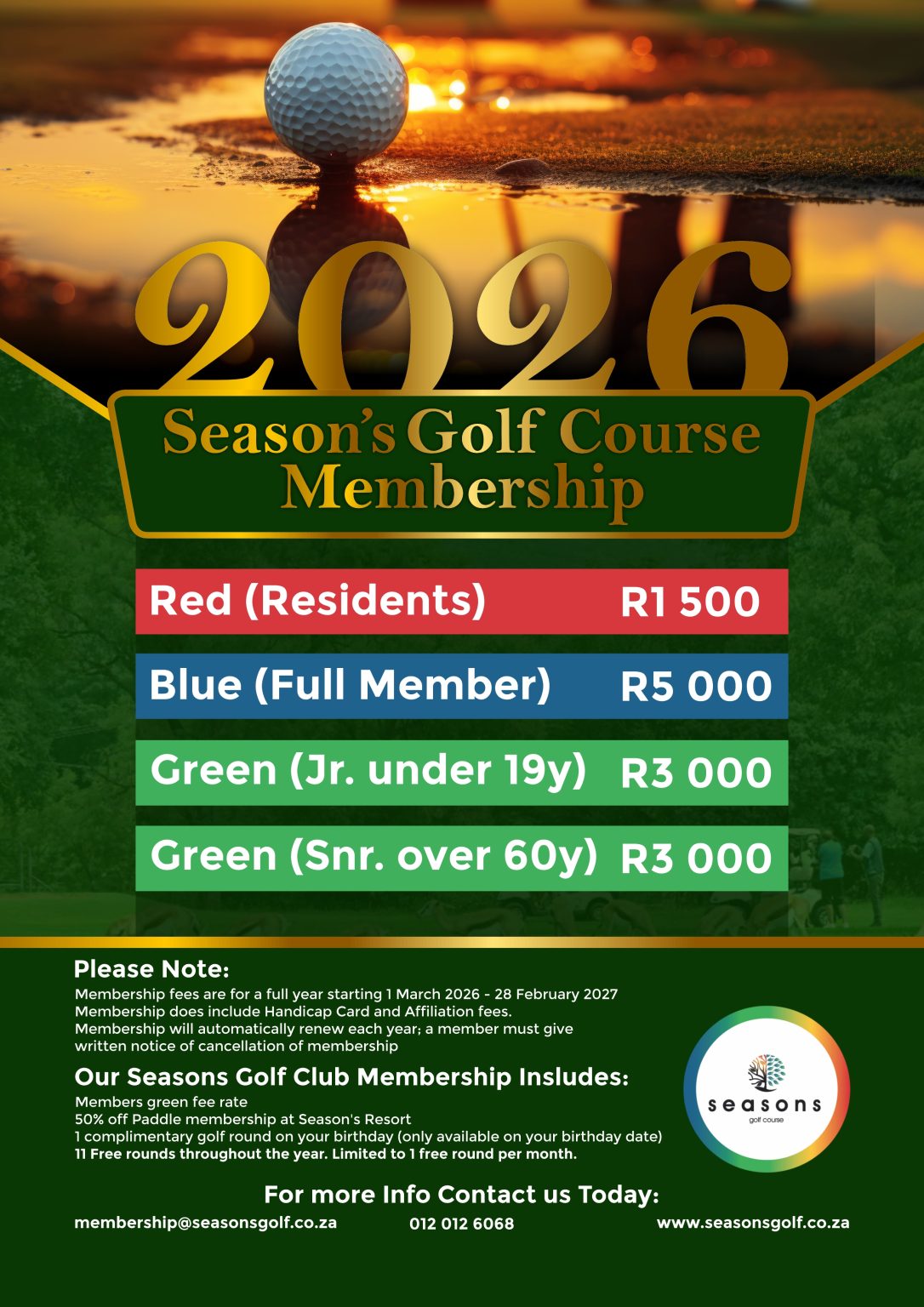 Membership Information - Seasons Golf Course